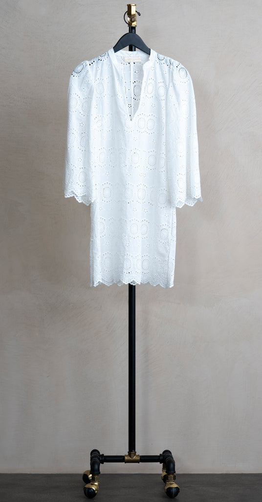 Natalie Martin Maria Dress Medallion Embroidery Salt | Elizabeth & Prince
